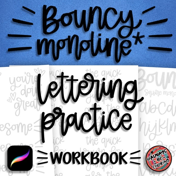 Monoline Lettering Worksheet - Etsy