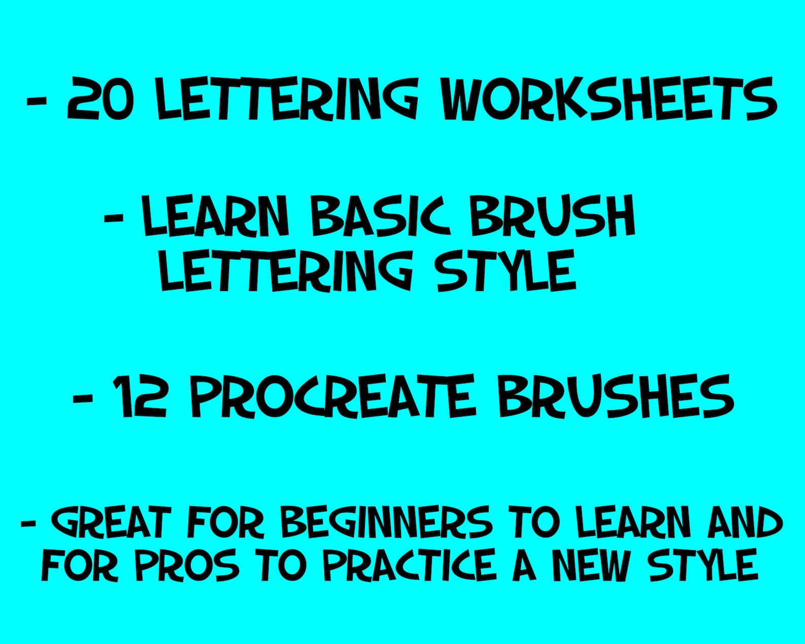 10 Procreate Brushes, 20 Lettering Practice Worksheets, Learn Brush ...