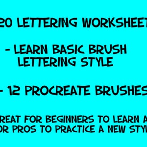 10 Procreate Brushes, 20 Lettering Practice Worksheets, Learn Brush ...