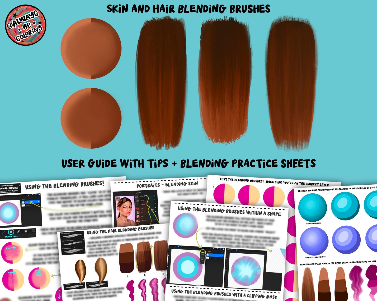 62 Procreate Blending Brushes, Skin & Hair Blending Brush, Procreate ...