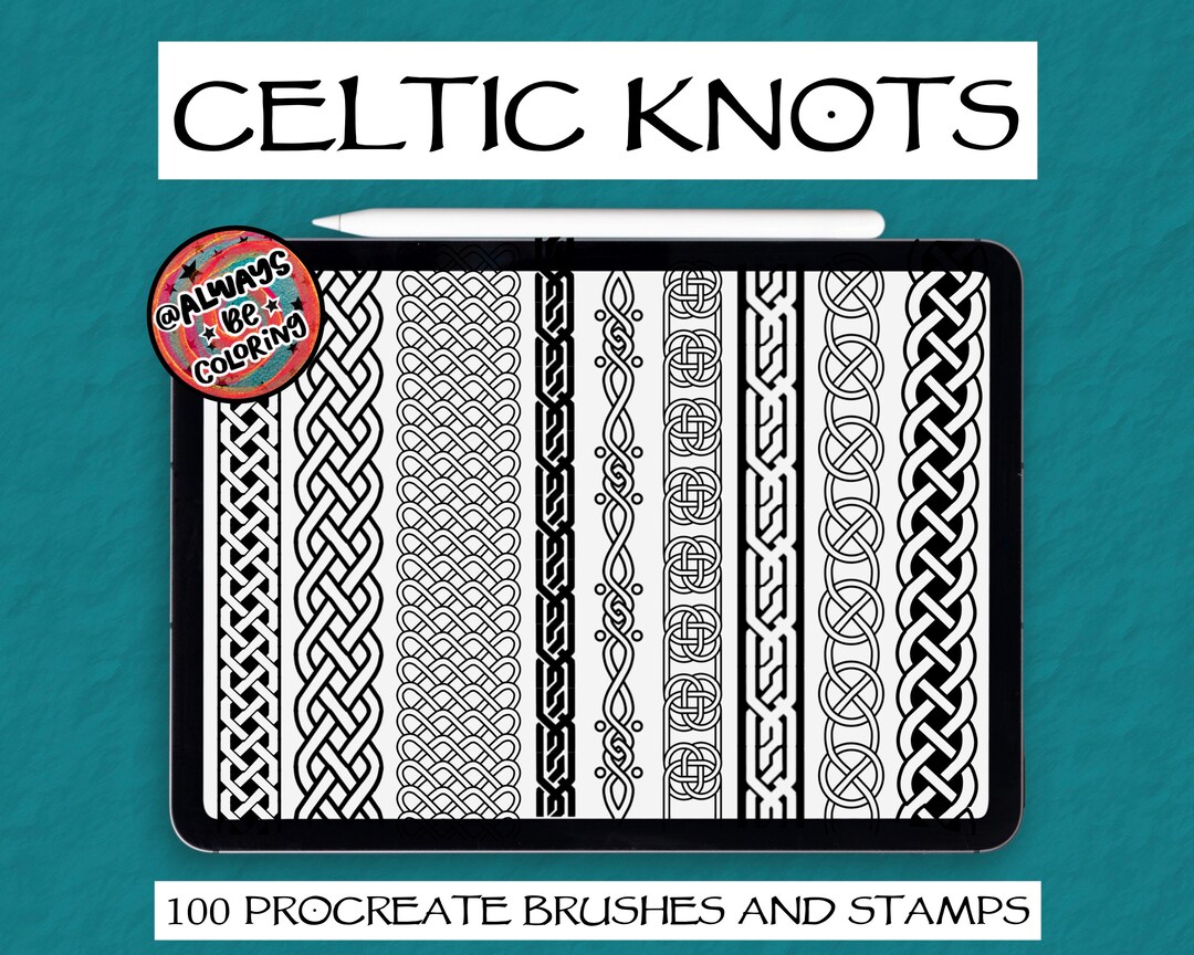 100 Procreate Celtic Knot Inspired Brushes and Stamps, Border Brush Set, Procreate Tattoo Brush ...