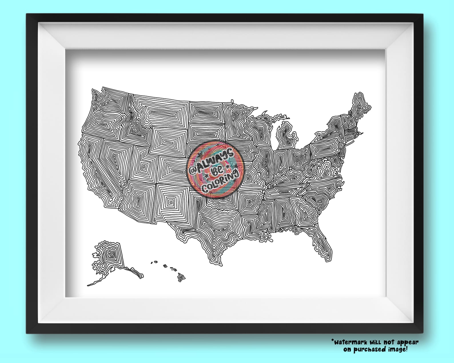 State Lines, USA Wall Art, Printable Digital Download, Line Art, Home ...