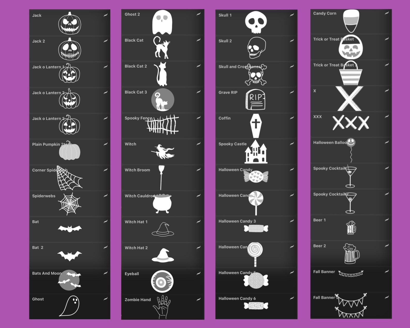 Procreate Spooky Fall Sticker Set Over 100 Procreate Stamp - Etsy