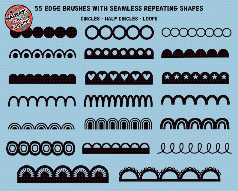 70 Procreate Scalloped Edge Brushes, Paper Textures, Border Brush Set ...