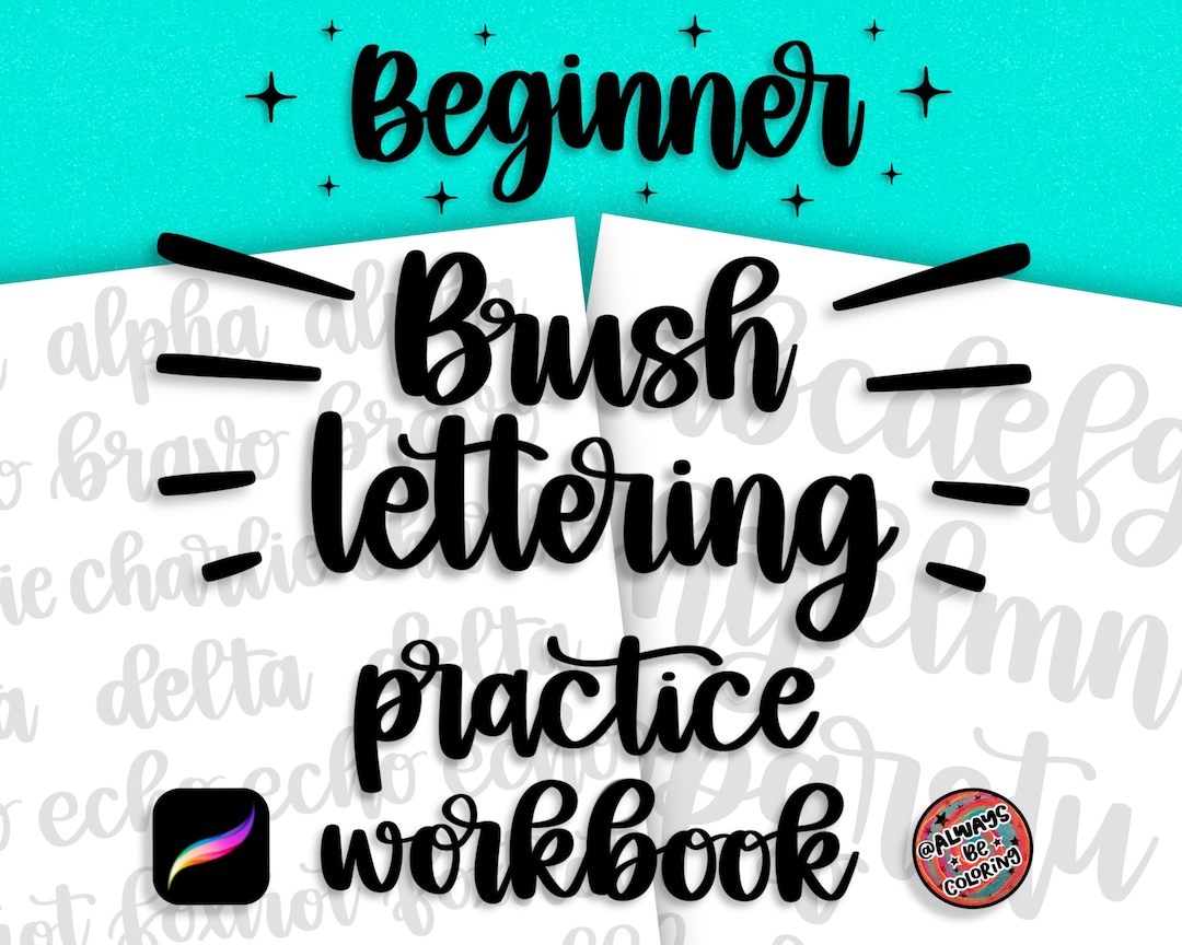 16 Procreate Brushes, 15 Lettering Practice Worksheets, Learn Brush ...