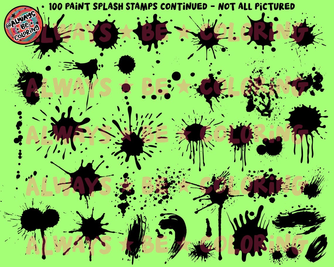 300 Realistic Procreate Paint Splatter Stamps, 20 Dynamic Splatter ...
