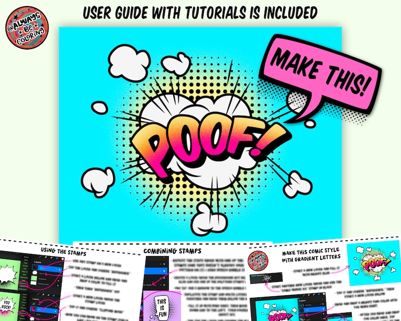 285 Procreate Comic Brushes & Stamps With Speech Bubbles, Action Words ...