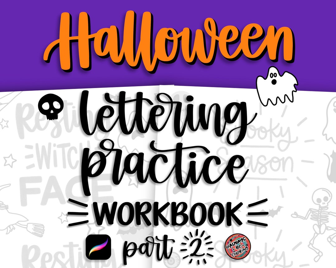 15 Procreate Lettering Brushes, 10 Halloween Lettering Practice ...