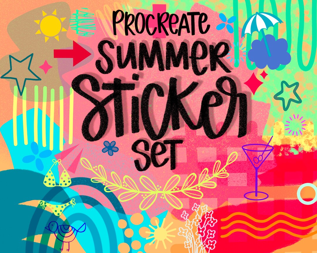 INSTANT DOWNLOAD! Procreate Summer Sticker Set! Over 80 Procreate Stamp ...