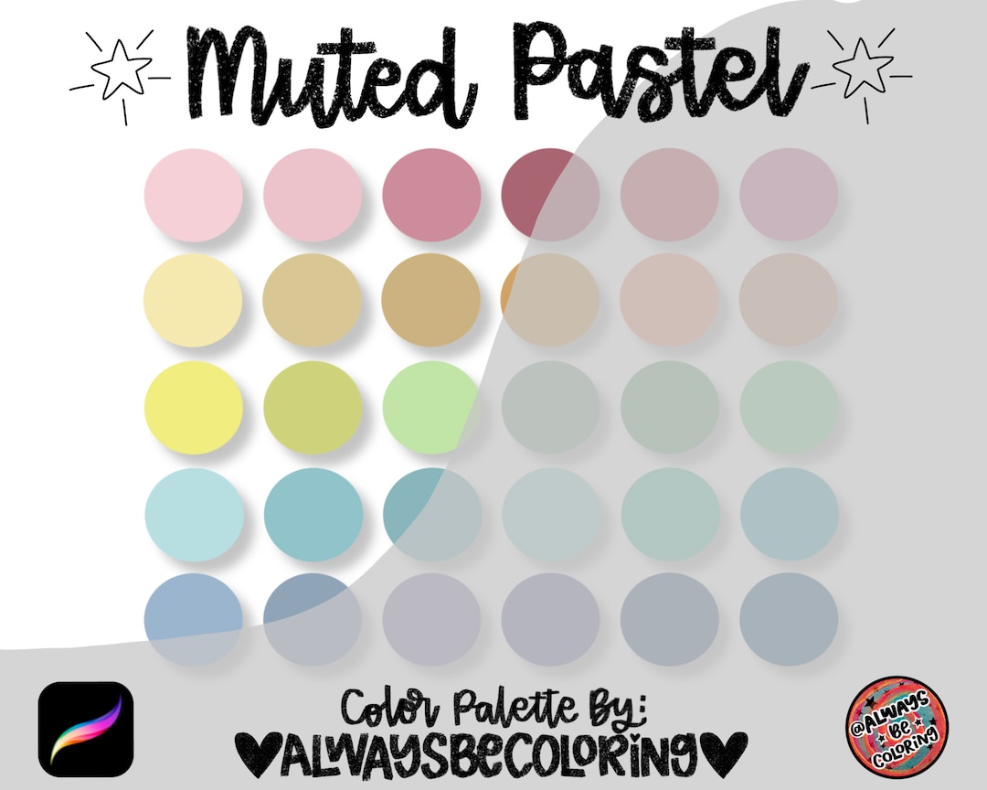 Custom Muted Pastel Procreate Color Palette and PDF Color Swatches! 30 ...
