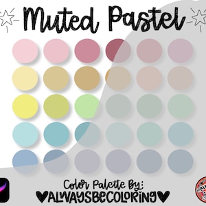 Custom Muted Pastel Procreate Color Palette and PDF Color Swatches! 30 ...