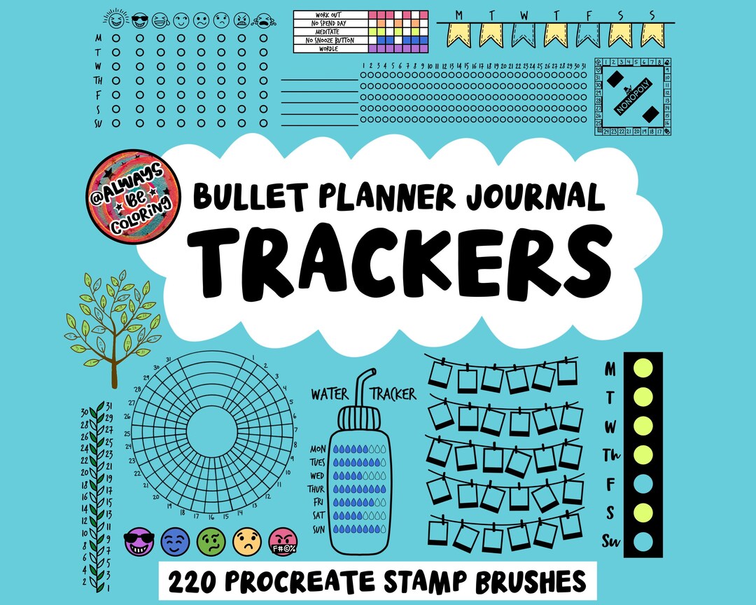 220 Procreate Tracker Stamps for Digital Planners and Journals ...