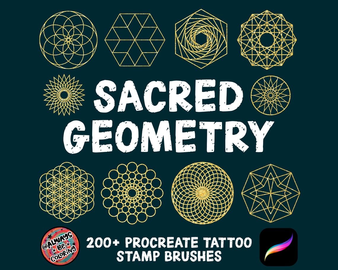 Over 200 Procreate Sacred Geometry Symbols Stamp Brushes, Procreate ...