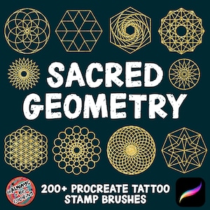 Over 200 Procreate Sacred Geometry Symbols Stamp Brushes, Procreate ...