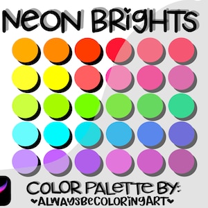 INSTANT DOWNLOAD! Custom NEON Brights Color Palette & Pdf Color ...