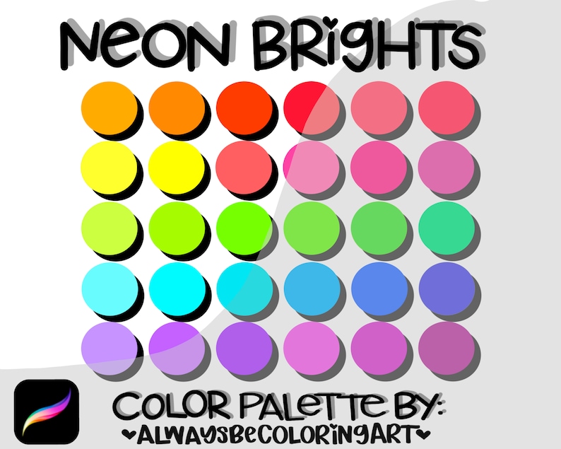 INSTANT DOWNLOAD! Custom NEON Brights Color Palette & Pdf Color ...