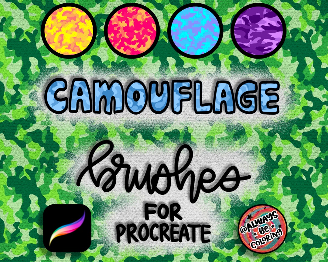 22 Seamless Pattern Camouflage Procreate Brushes! With Color Palette ...