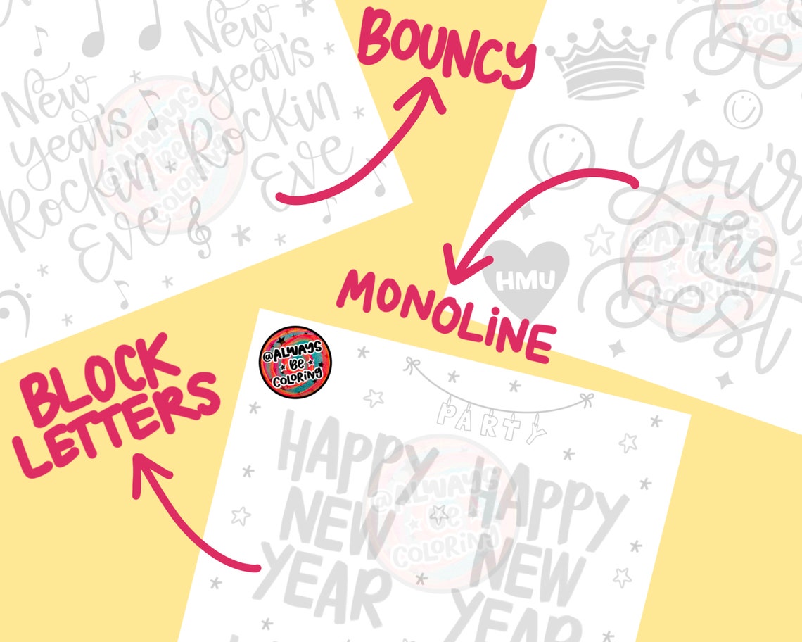 7 Procreate Brushes & 10 Lettering Practice Worksheets New | Etsy