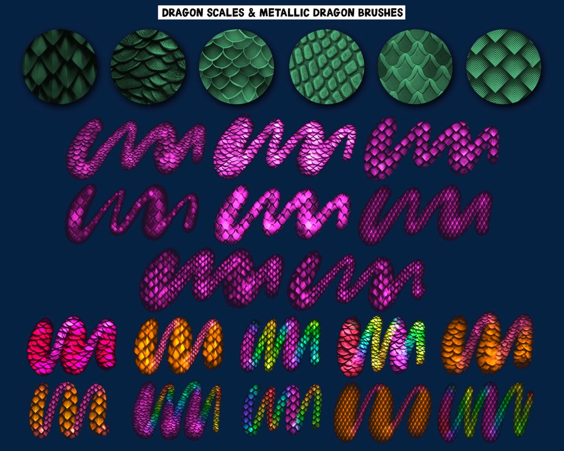175 Procreate Scales Brushes! Mermaid Dragon Snake Seamless Pattern ...