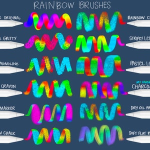 36 Rainbow Color-changing Procreate Brushes for Lettering, Illustration. With Free Procreate ...
