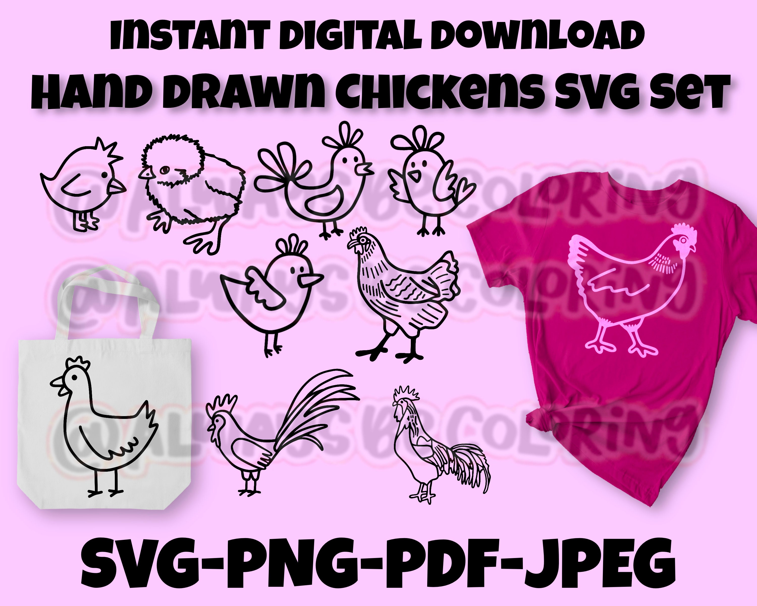 Cute Chicken SVG Set SVG File Bundle for Cricut or - Etsy