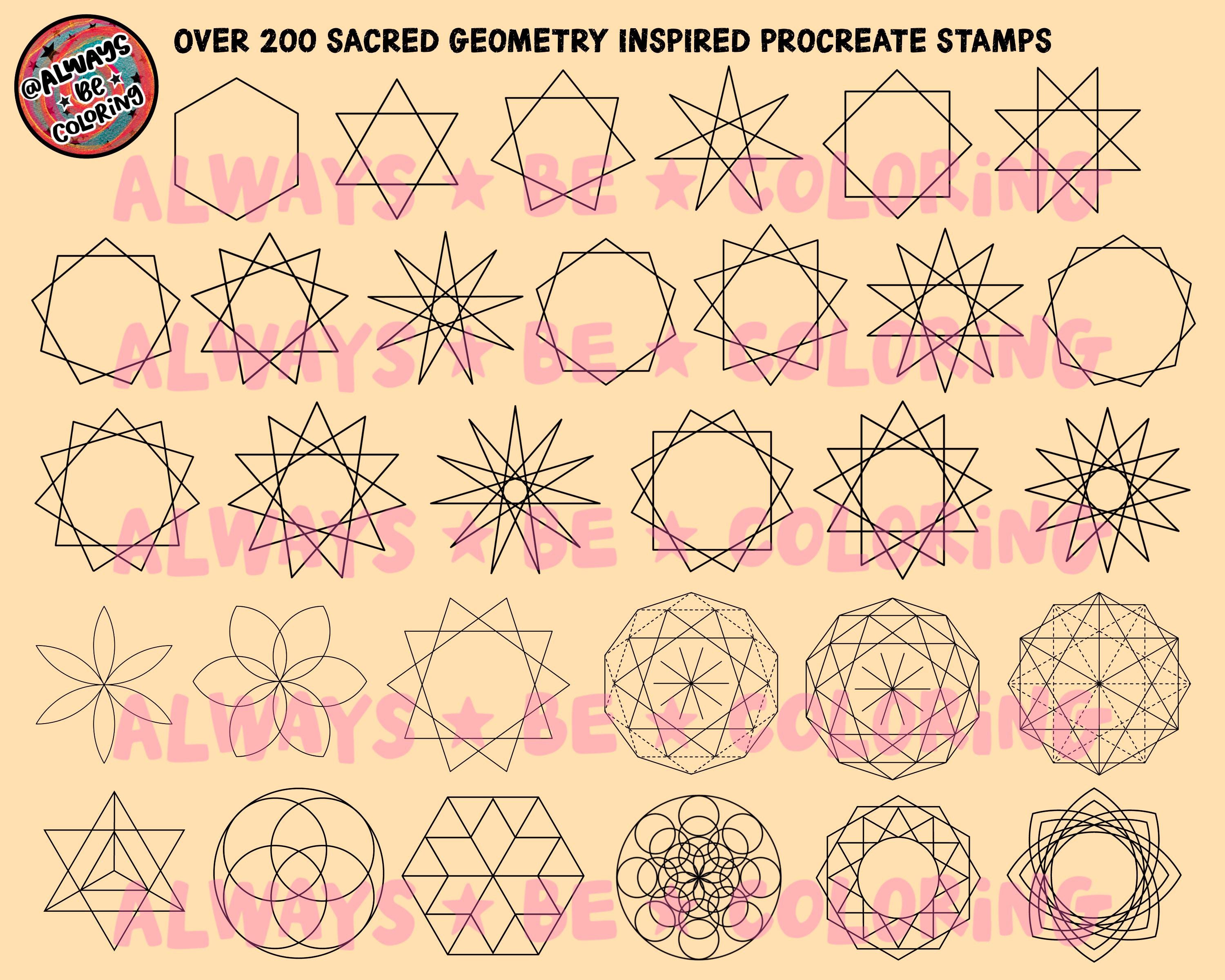Over 200 Procreate Sacred Geometry Symbols Stamp Brushes, Procreate ...