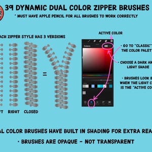 210 Procreate Zipper Brushes & Stamps, Dynamic Zipper Brushes, Procreate Fabric Texture Brushes ...