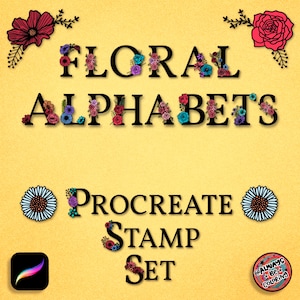 3 Sets Floral Alphabet Procreate Stamp Set, 78 Flower Monogram Stamp ...