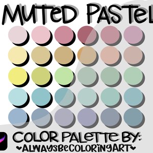 Custom Muted Pastel Procreate Color Palette and PDF Color Swatches! 30 ...