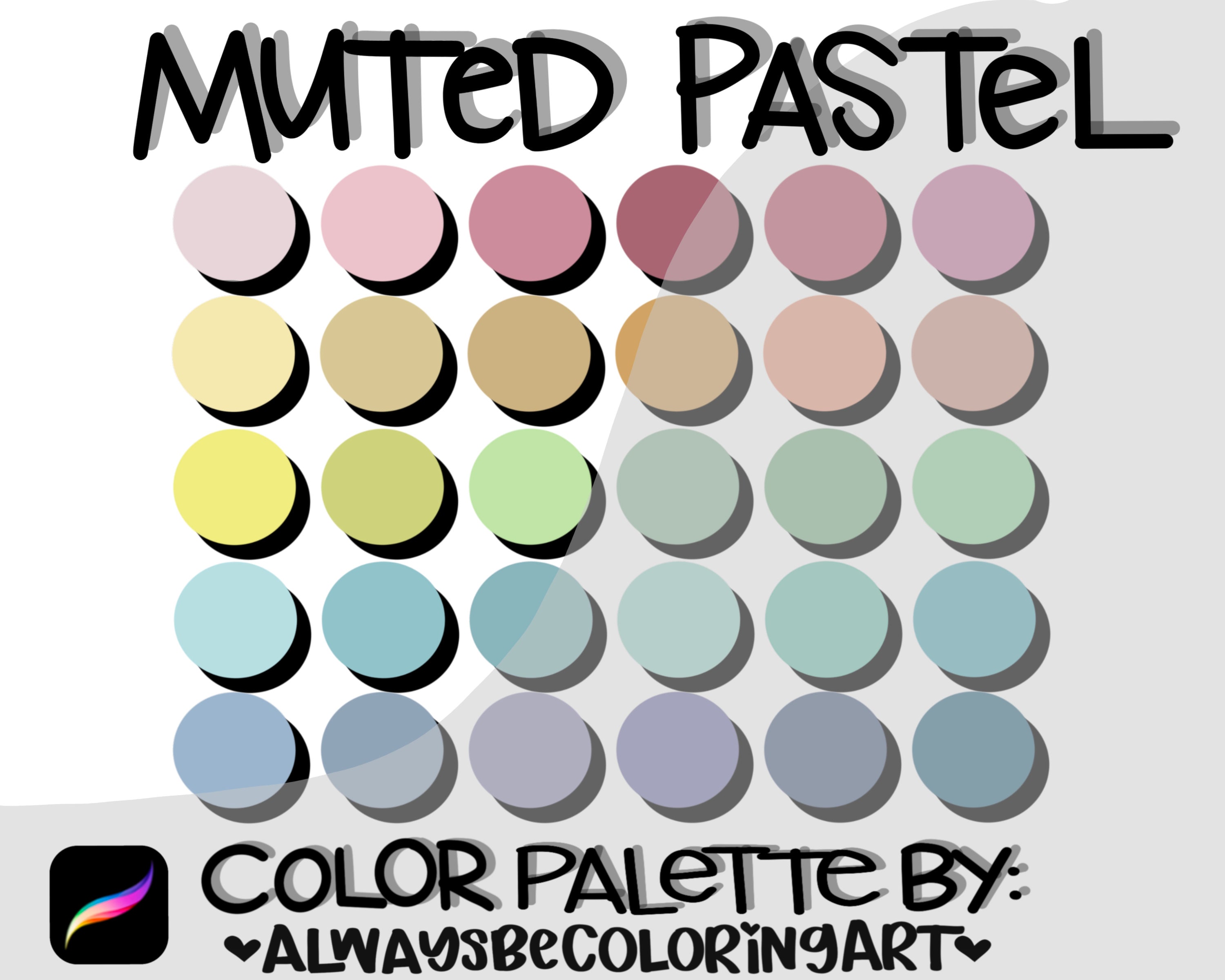 Custom Muted Pastel Procreate Color Palette and PDF Color Swatches! 30 ...