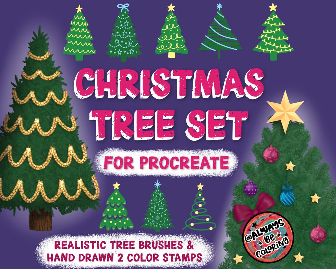 80 Procreate Christmas Tree Stamps & Brushes! Procreate Christmas ...