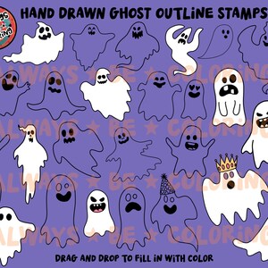 100 Hand Drawn Procreate Ghosts Stamp Brushes, Halloween Procreate ...