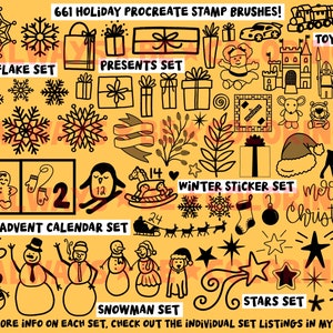 Procreate Huge Holiday Bundle Save 60%! 1005 Procreate Christmas Stamps ...