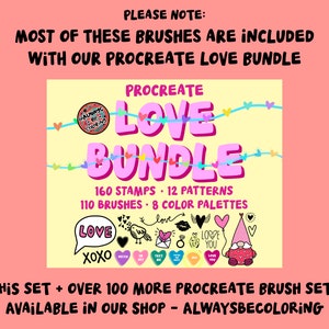 60 Procreate Love & Valentines Brushes, Hearts, Border Brushes, Glitter ...