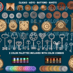 230 Procreate Steampunk Brushes and Stamps, Realistic Mechanical Gears ...
