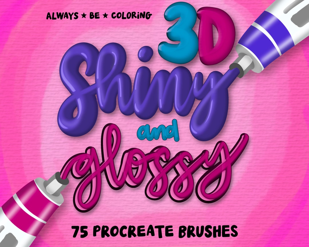 75 Shiny Glossy 3D Procreate Brushes! Three Dimensional Digital Procreate Brush,lettering Brush ...