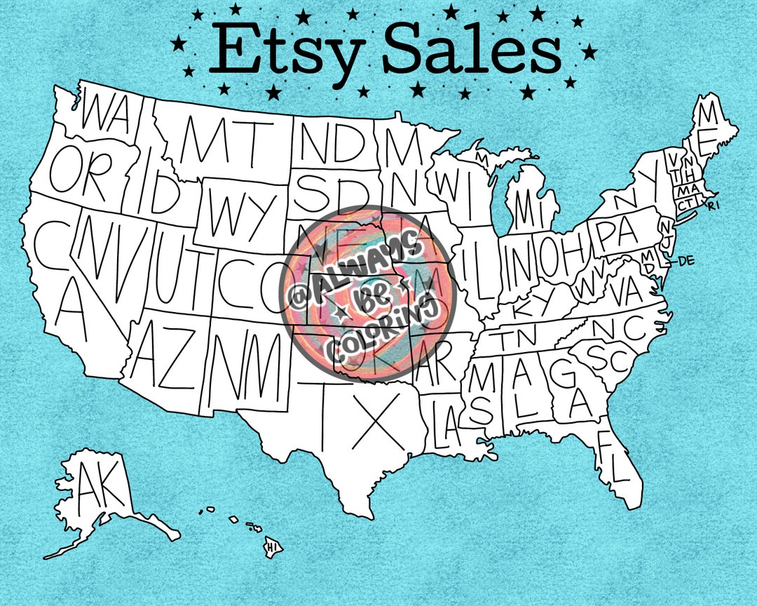 3 Etsy Sales Maps With Bonus Procreate Color Palette! 2 Procreate US ...