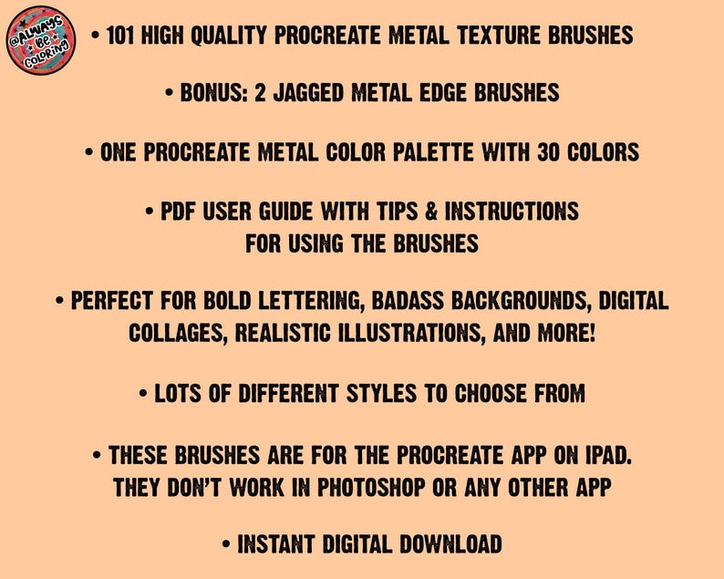 101 Realistic Procreate Metal Texture Brushes, for Digital ...