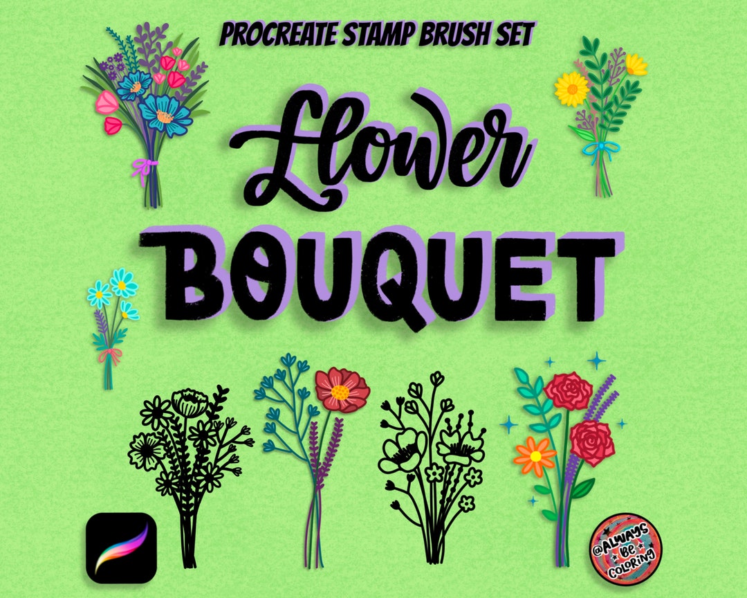 30+ Hand Drawn Procreate Stamp Brushes With Flower Bouquets! Procreate ...