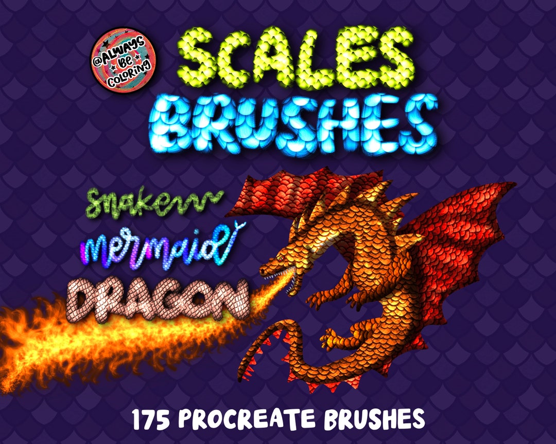 175 Procreate Scales Brushes! Mermaid Dragon Snake Seamless Pattern ...