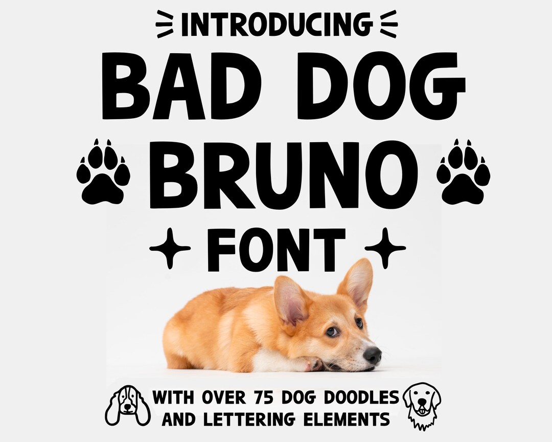 Bad Dog Font Trio With Doodles! Hand Drawn Display Font, Branding Font ...