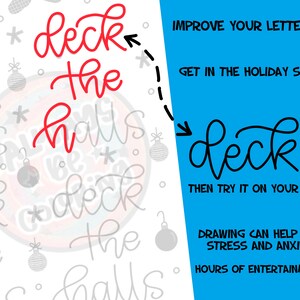 7 Procreate Brushes & 10 Lettering Practice Worksheets, Christmas ...