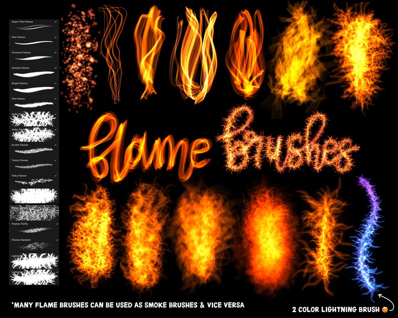 112 Procreate Smoke & Fire Brushes and Stamps! Dynamic Smoke and Fire ...