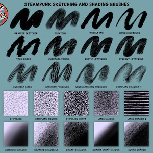 230 Procreate Steampunk Brushes and Stamps, Realistic Mechanical Gears ...