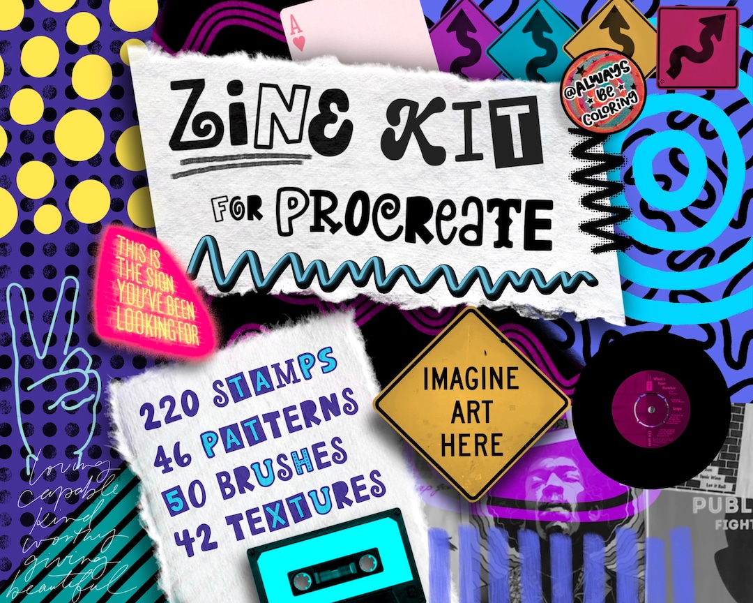 Procreate Zine Kit! Over 350 Procreate Brushes and Stamps! Textures ...