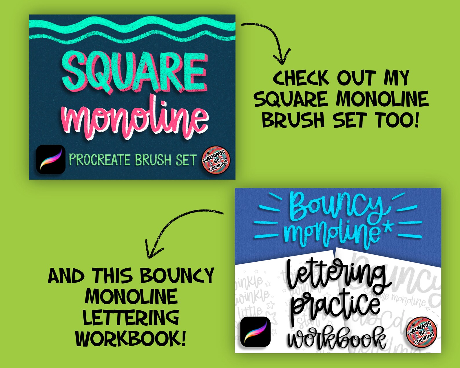 23 Procreate Texture Monoline Brushes Lettering Brushes | Etsy