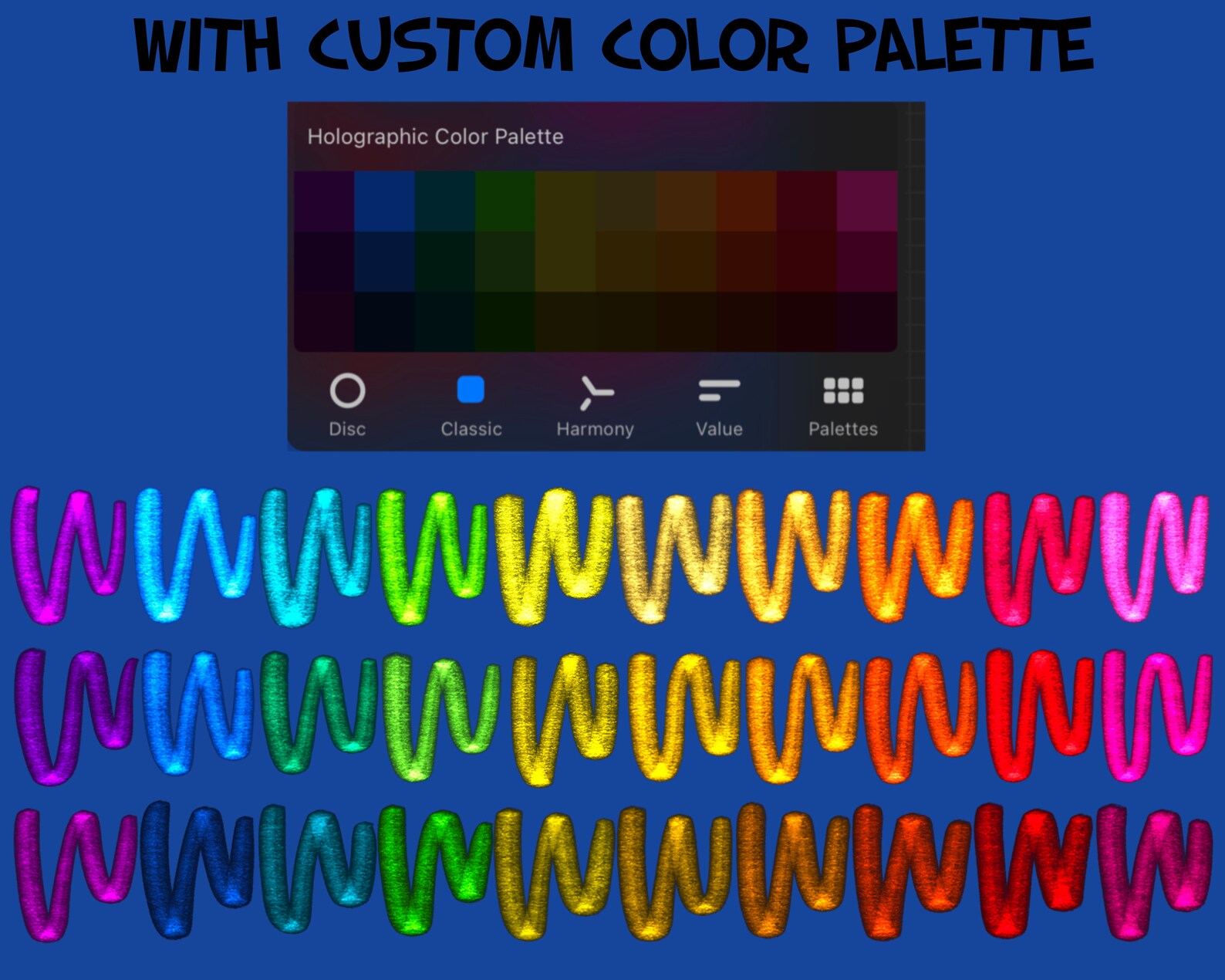 10 Holographic & Metallic Procreate Brushes for Lettering | Etsy