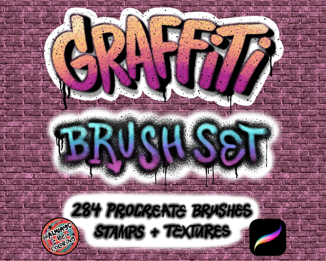 Procreate Graffiti Brush Bundle, Realistic Spray Paint Set, Drips ...
