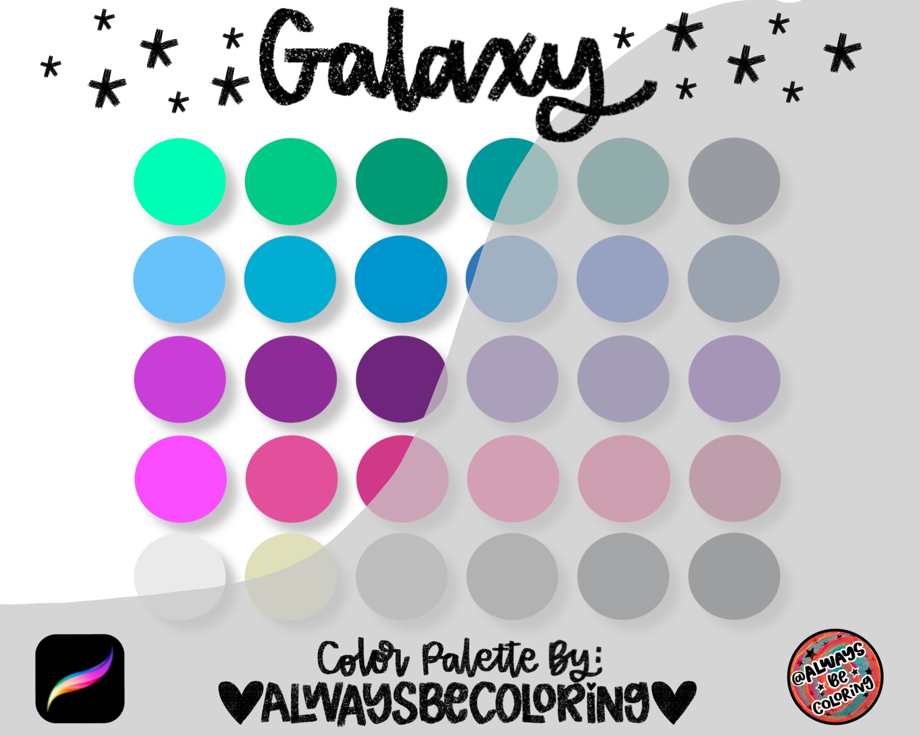 Custom Galaxy Procreate Color Palette and PDF Color Swatches - Etsy