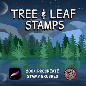 Over 200 Hand Drawn Procreate Stamp Brushes With Tree and Leaf Designs ...